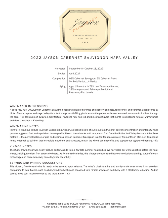 Pahlmeyer & Jayson - Lux Wines